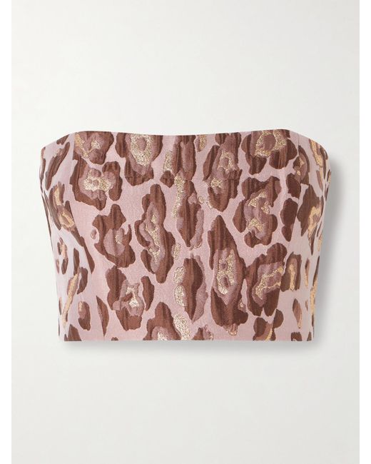 Cara Cara Elsa Cropped Leopard-Brocade Top in Pink | Lyst UK