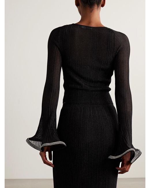 Jonathan Simkhai Maebry Crystal-Embellished Metallic Ribbed-Knit Top in ...