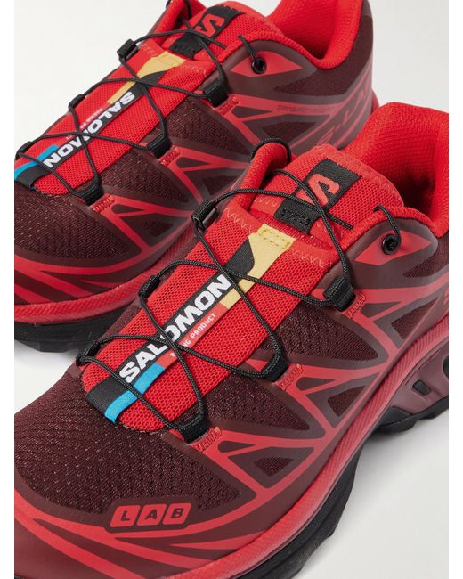 Salomon Xt-6 Rubber-Trimmed Mesh Sneakers in Red | Lyst