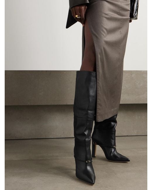 Jennifer Chamandi Eddie Leather Knee Boots in Black | Lyst
