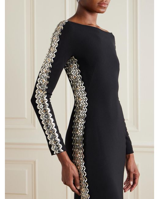 Jenny Packham Charisma Off-The-Shoulder Crystal-Embellished Crepe Gown ...
