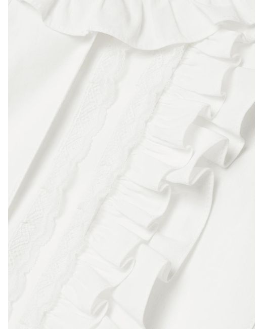 Valentino Garavani Lace-Trimmed Ruffled Cotton, Linen And Silk-Blend ...