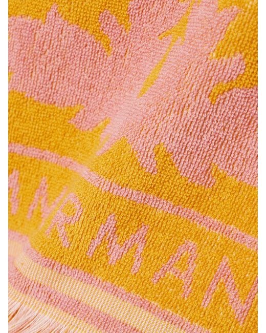 Zimmermann Wylie Cropped Frayed Cotton-Terry Jacquard Top in Orange | Lyst