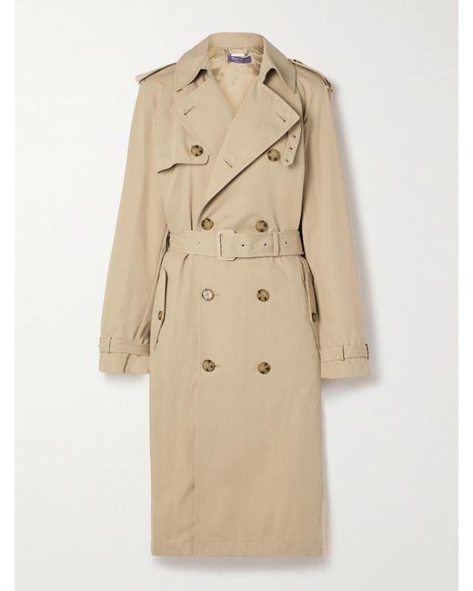 Ralph Lauren Niles Belted Double-Breasted Cotton-Blend Twill Trench Coat in Natural | Lyst UK