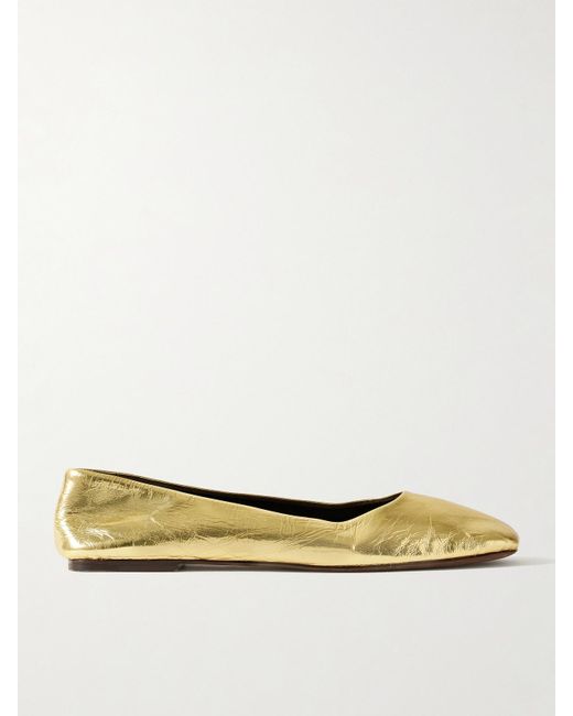 The Row Metallic Leather Ballet Flats in Natural | Lyst