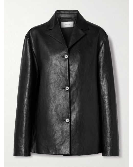 The Row Fabian Leather Jacket in Black | Lyst