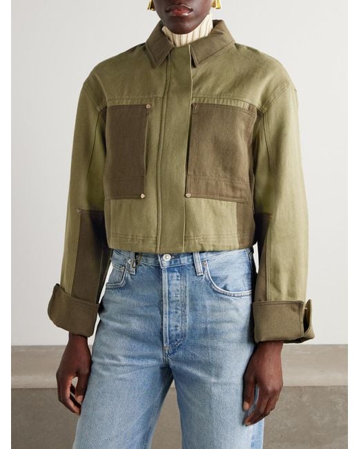 Cult Gaia Anders Cropped Two-Tone Hemp And Cotton-Blend Twill Jacket in ...