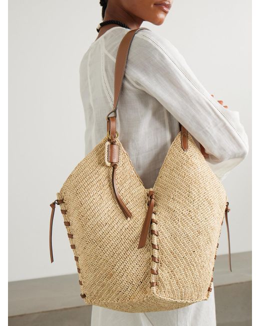 Isabel Marant 25P Tampa Leather-Trimmed Raffia Bucket Bag in Natural | Lyst