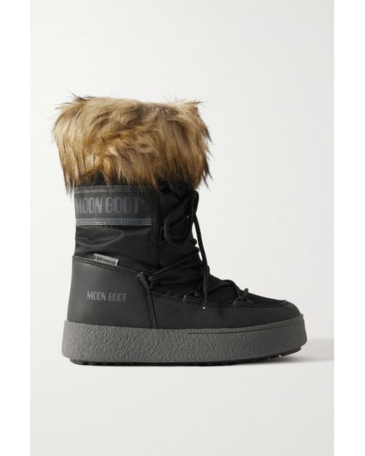 Moon Boot Ltrack Monaco Faux Fur-trimmed Shell And Faux Leather Snow ...