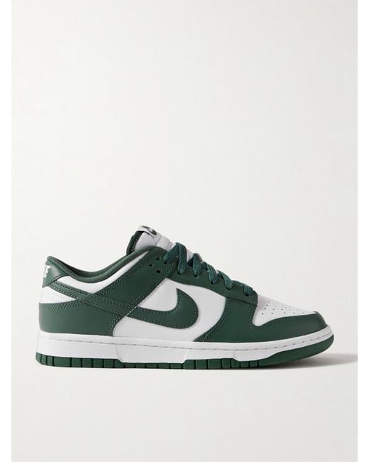 Nike Dunk Low Leather Sneakers in Green | Lyst