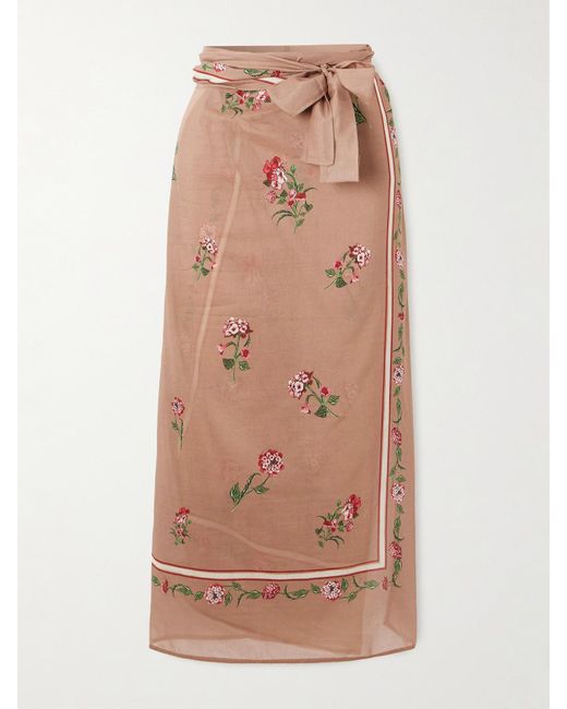 Agua Bendita Lavanda Printed Cotton And Silk-Blend Voile Pareo in ...