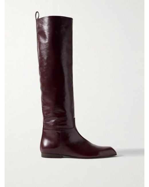 KHAITE Colt Glossed-Leather Knee Boots in Red | Lyst