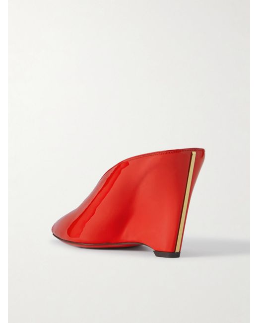 Ferragamo Alicia Patent-Leather Wedge Mules in Red | Lyst