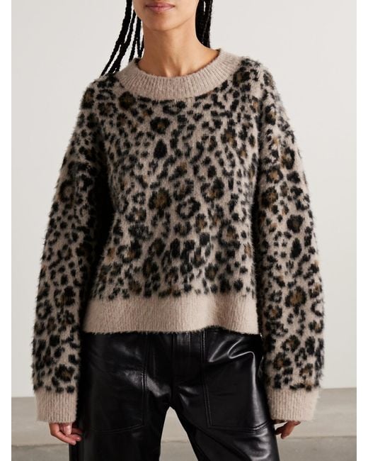Nili Lotan Zamira Leopard-Jacquard Cashmere And Silk-Blend Sweater in ...