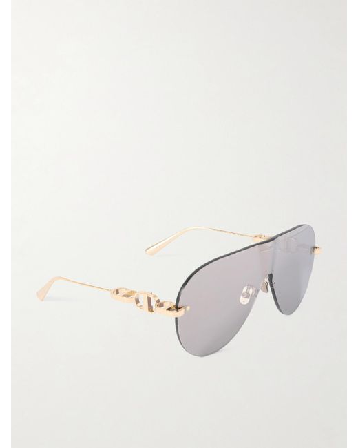 Dior Cd Chain M2U Rimless Aviator-Style-Tone Sunglasses in Gray | Lyst