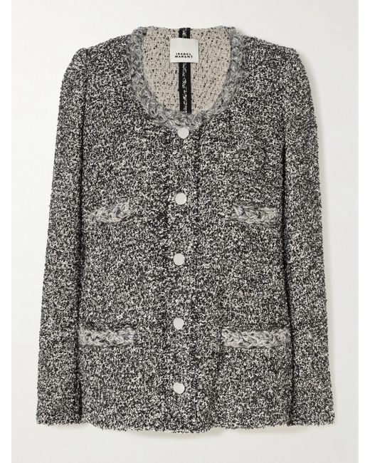 Isabel Marant Germina Braided Tweed Jacket in Grey | Lyst UK