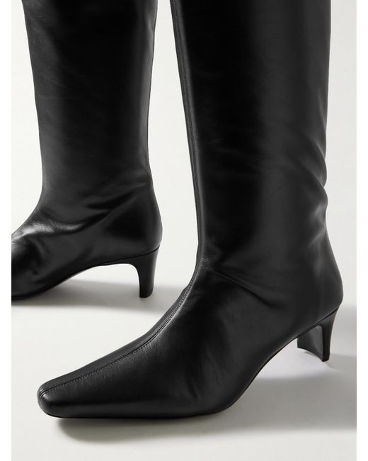 STAUD Wally Leather Over-The-Knee Boots in Black | Lyst