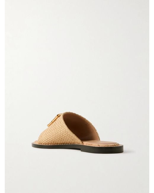 Givenchy 4G Liquid Logo-Embellished Raffia Slides in Natural | Lyst