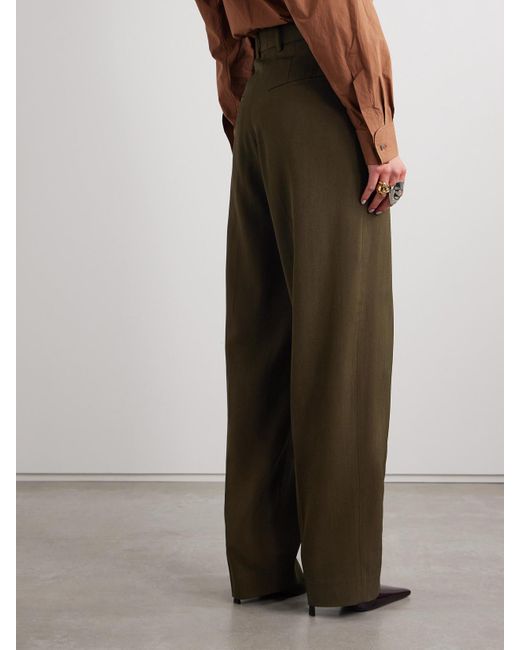 Petar Petrov The Big Spender Woven Wide-Leg Pants in Green | Lyst
