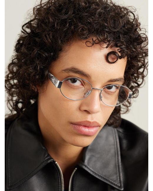 Celine Triomphe Oval-Frame-Tone Optical Glasses in Natural | Lyst