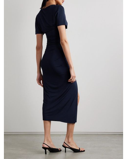 Jason Wu Ruched Stretch-Jersey Midi Dress in Blue | Lyst