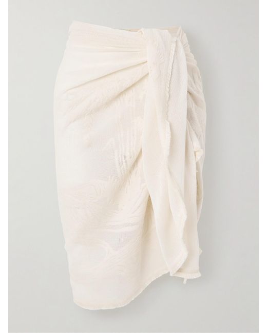 Zimmermann Embroidered Frayed Cotton-Gauze Pareo in Natural | Lyst