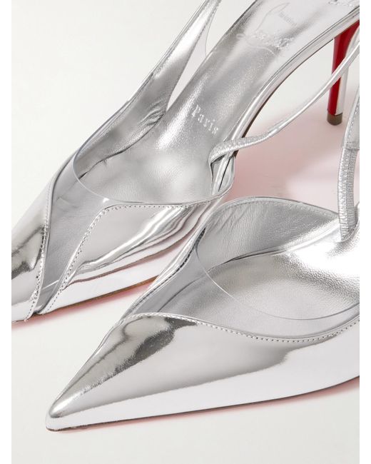 Christian Louboutin Posticha 80 Metallic Leather And Pvc Slingback ...