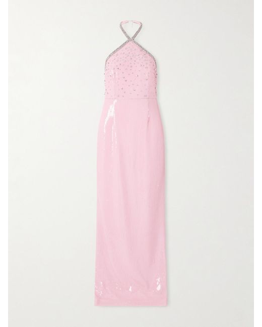 Rebecca Vallance Lydia Embellished Chiffon Halterneck Gown in Pink | Lyst