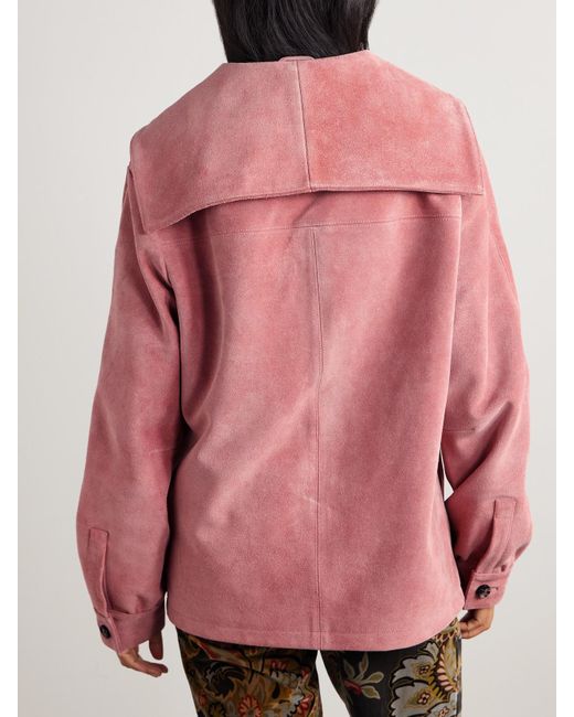 Bode Mariner Suede Jacket in Pink | Lyst