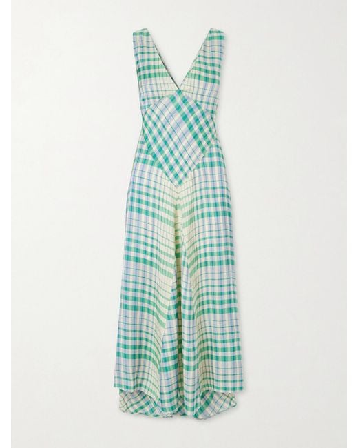 Polo Ralph Lauren Checked Woven Midi Dress in Blue | Lyst UK