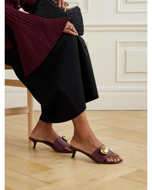 Loewe Pebble Leather Mules in Brown | Lyst