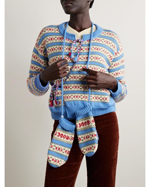 Bode Wedgewood Fair Isle Wool Mittens in Blue | Lyst UK