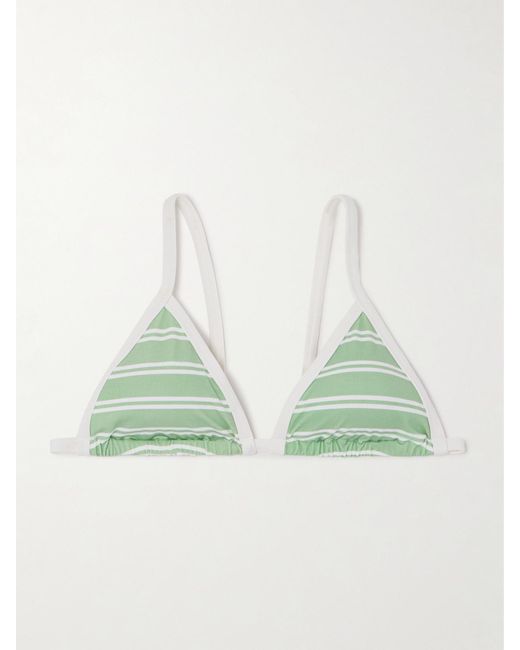 Marysia Swim Bianco Striped Triangle Bikini Top in Green | Lyst UK