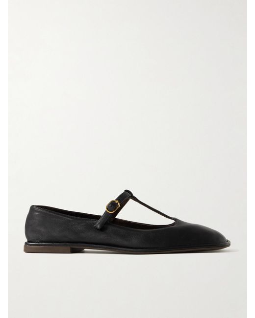 The Row Leather Mary Jane Ballet Flats in Black | Lyst