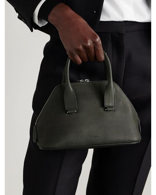 The Row Devon Mini Leather Tote in Black | Lyst