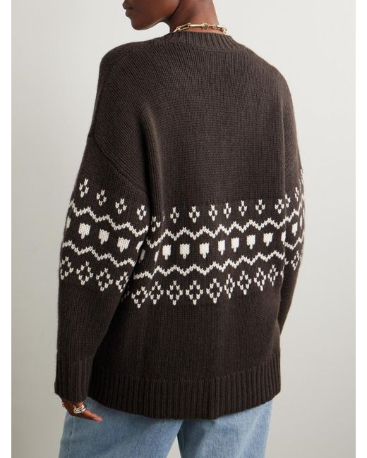 Lisa Yang Greyson Fair Isle Cashmere Cardigan in Black | Lyst