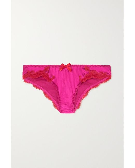 Agent Provocateur Molly Lace Trimmed Stretch Silk Satin Briefs In Pink