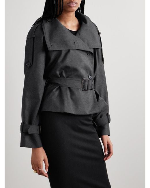 Acne Studios Belted Double-Breasted Woven Jacket in Black | Lyst