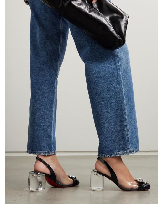 Christian Louboutin Minny Bubble 70 Buckled Glossed And Pvc Slingback ...