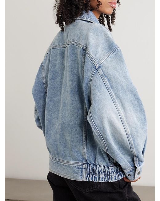 Saint Laurent Oversized Paneled Denim Jacket in Blue | Lyst UK