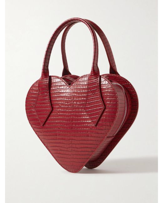 Vivienne Westwood Josephine Logo-Embellished Croc-Effect Leather Shoulder Bag in Red | Lyst