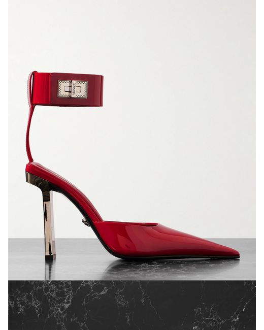 Versace Slice Patent-Leather Pumps in Red | Lyst