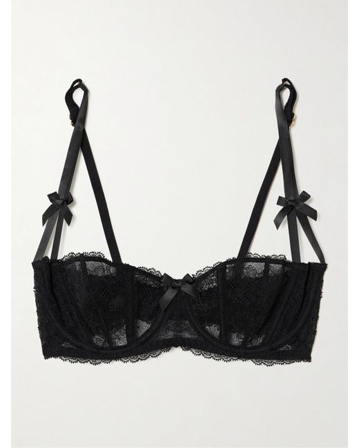 Agent Provocateur Love Bow-Embellished Leavers Lace Underwired Bra in ...