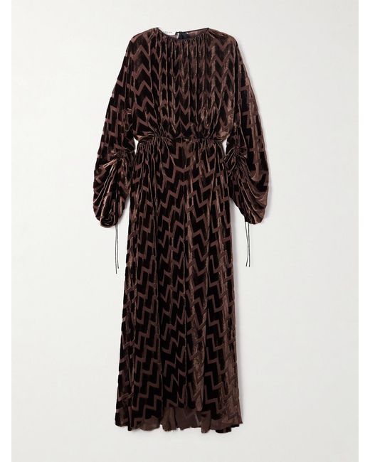 Lanvin Devoré-Velvet Maxi Dress in Black | Lyst UK