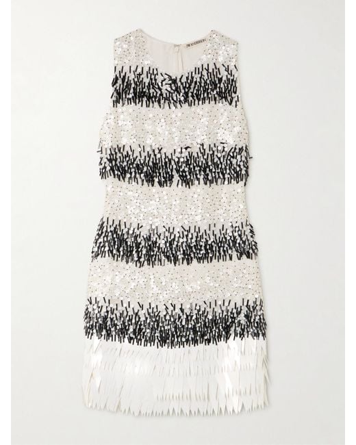 JW Anderson Embellished Chiffon Mini Dress in Grey | Lyst UK