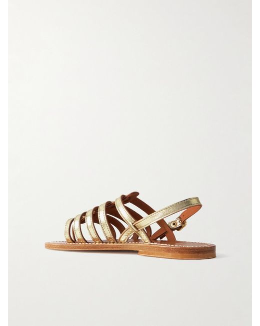 K. Jacques Homere Metallic Leather Sandals in Natural | Lyst