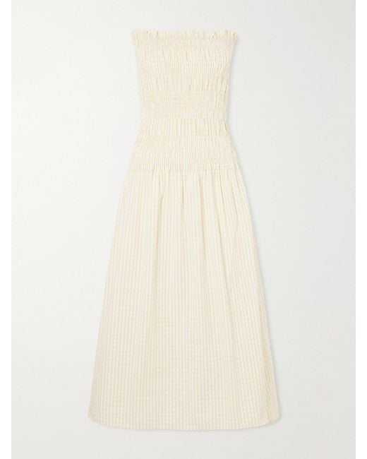 Faithfull the Brand Amalita Shirred Gingham Cotton Midi Dress in ...
