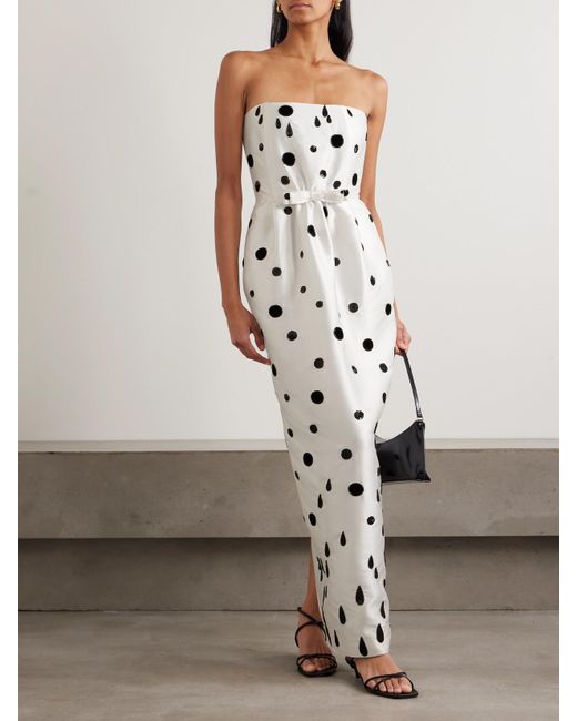 BERNADETTE Lenette Strapless Embellished Polka-Dot Taffeta Gown in ...