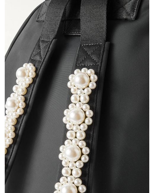 Simone Rocha Bow And Faux Pearl-Embellished Shell Backpack in Black | Lyst