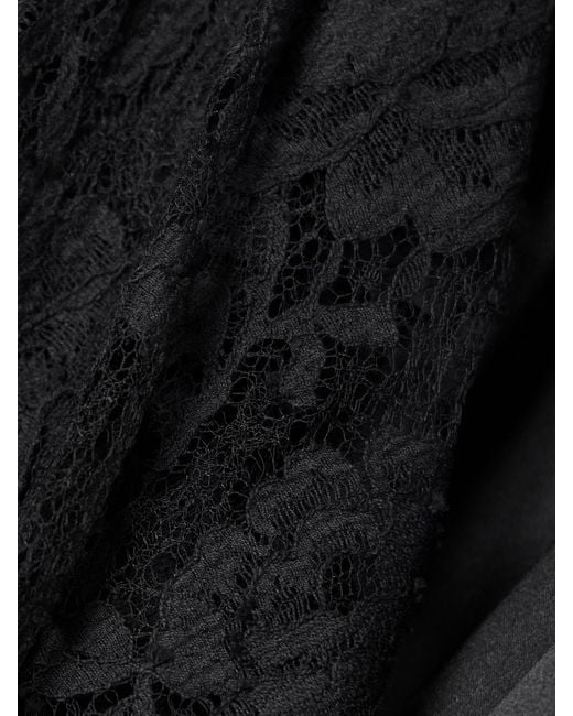 Alessandra Rich Cape-Effect Lace-Trimmed Silk-Satin Gown in Black | Lyst UK